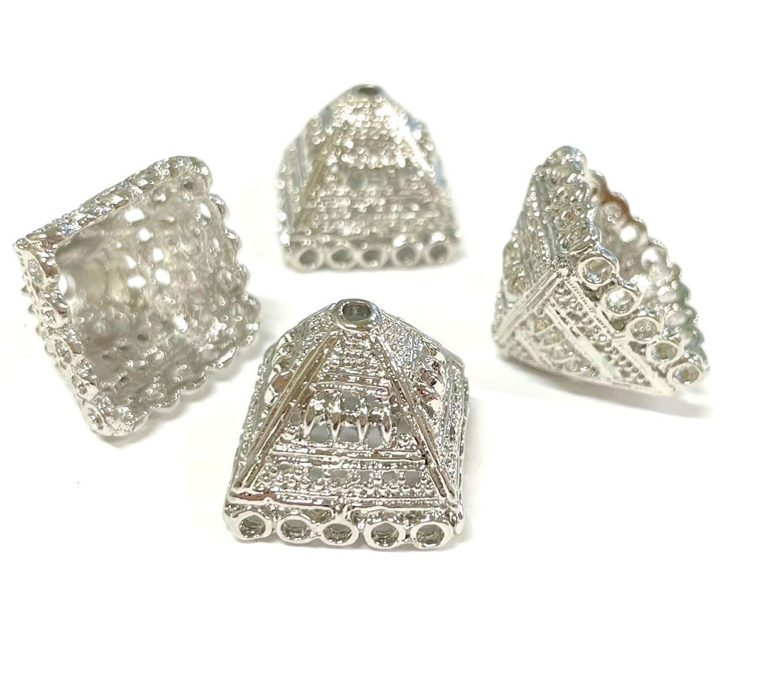 2pcs of Silver Tone Large Tassel Caps Cone Bead Caps(no. BCP383) - Etsy