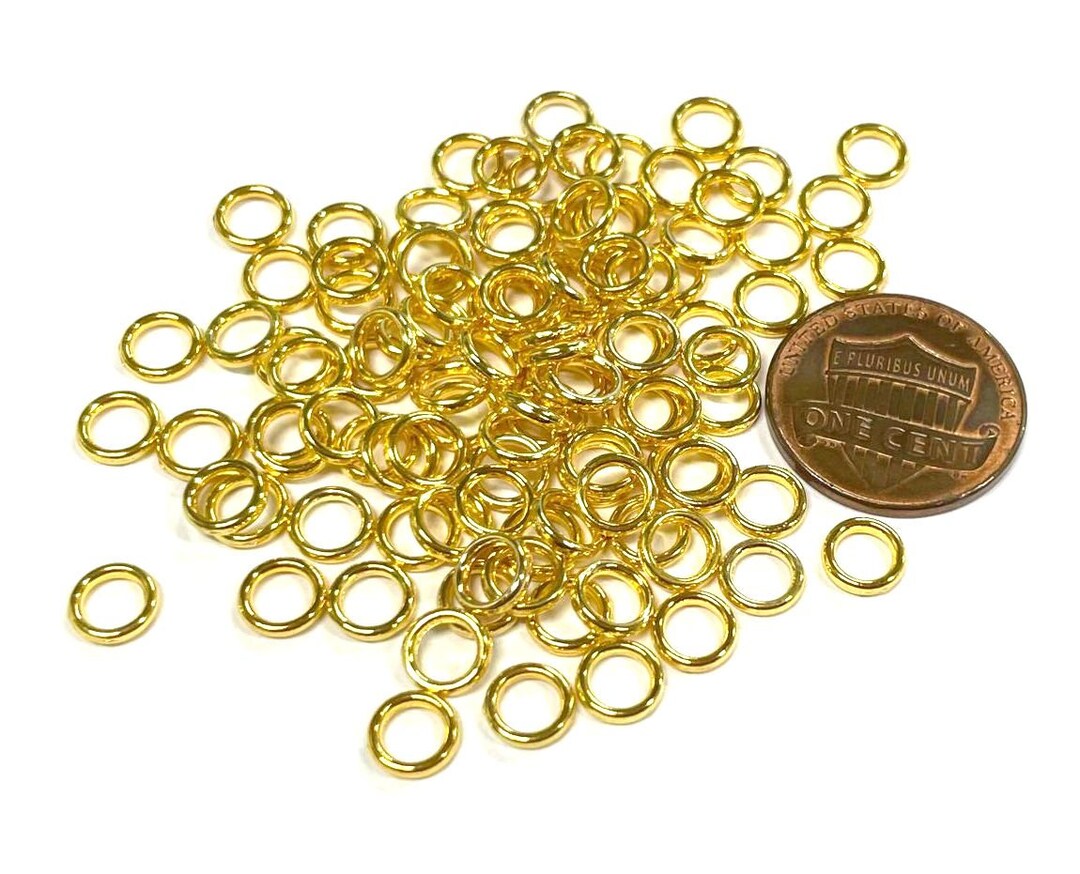 100pcs of Gold Tone Plated Soldered Jump Ring 6mm 17ga Link Closed ...