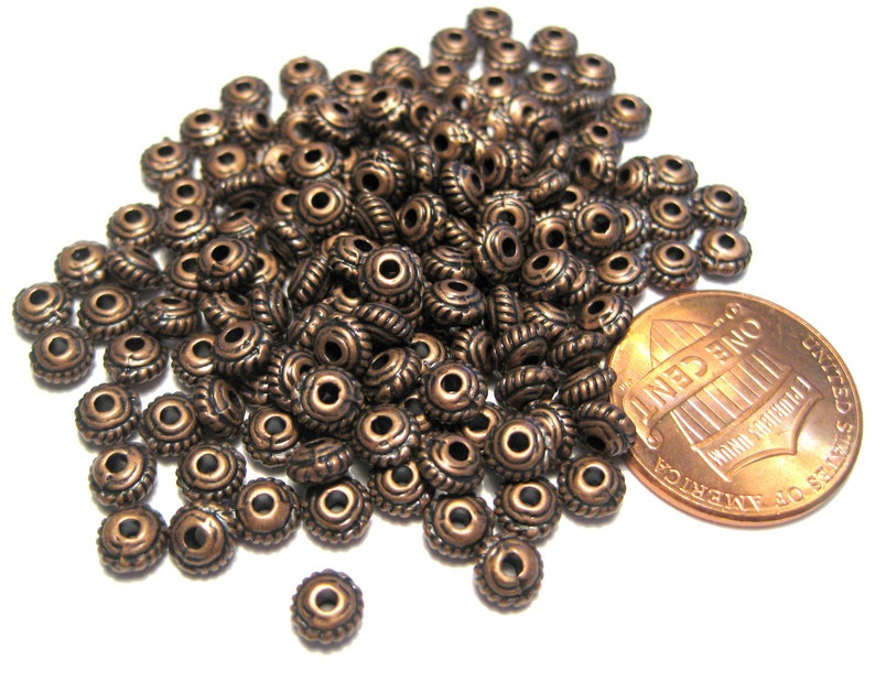 100pcs of Antique Copper Spacer Metal Beads 4x2mmno.167y | Etsy