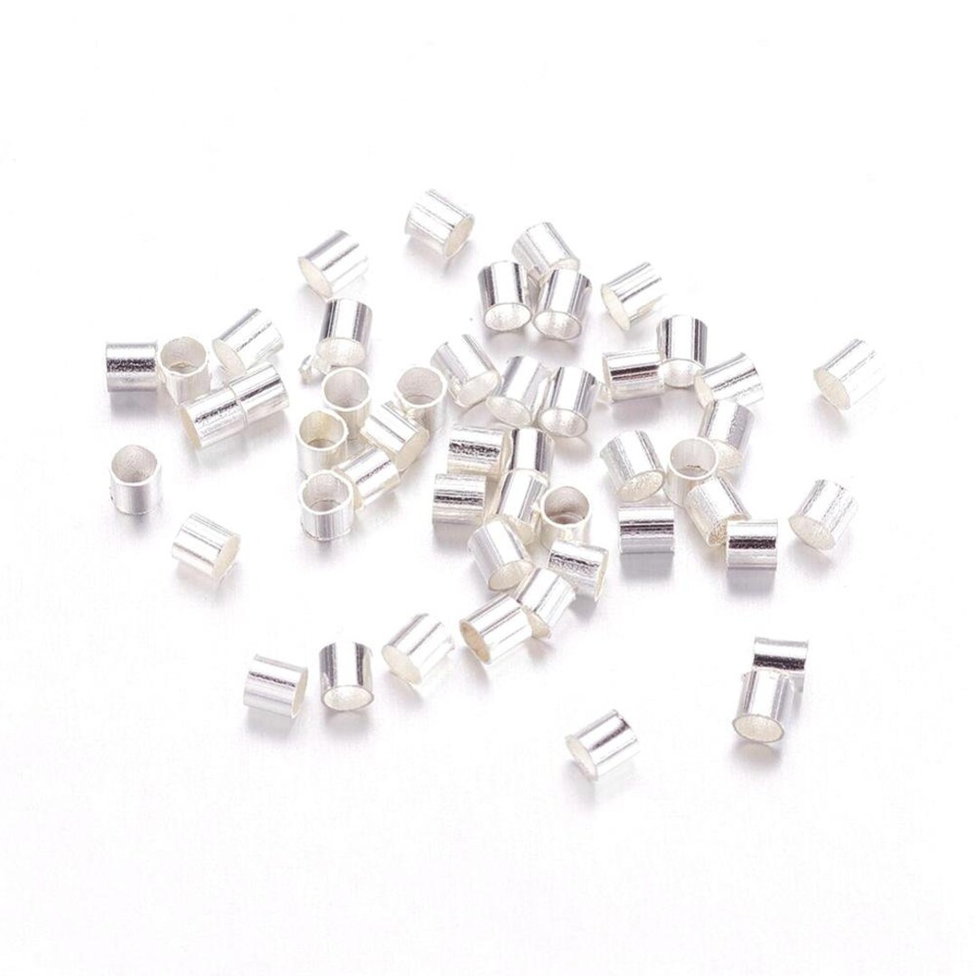 400pcs of Bright Silver Plated Crimps Tube Beads 2mm Brass Crimps Beads ...