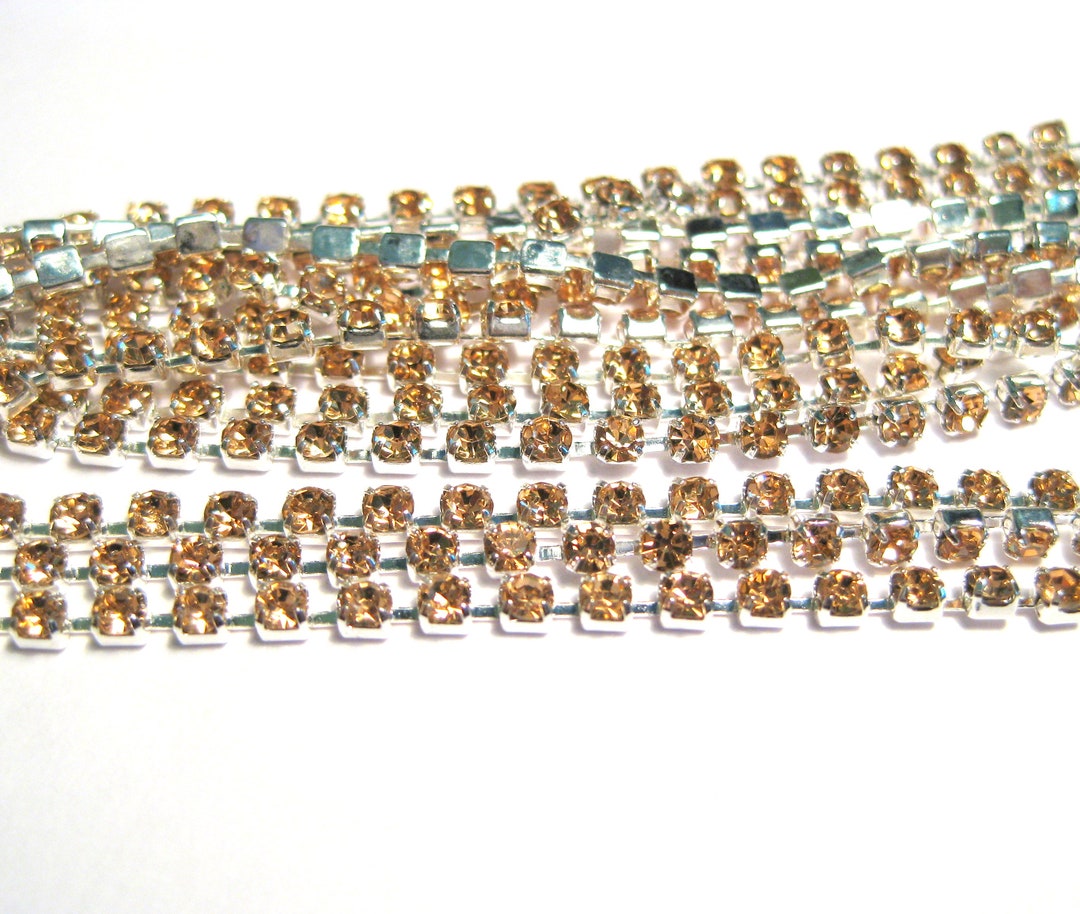 Bulk-28ft of Light Peach Rhinestone Silver Plated Brass Cup Chains 2mm ...