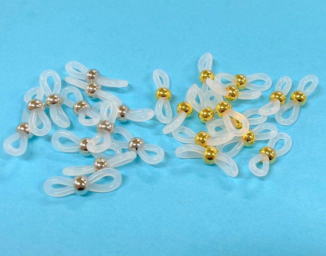 10pcs of Eyeglass Holders Glasses Rubber Loop Ends With Brass Findings ...
