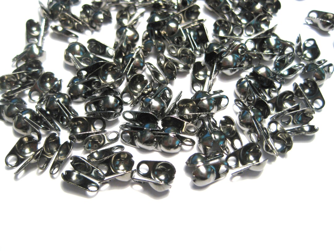 100 Gunmetal Clamshell Bead Tips: Knot End Cover With 2 Loops(no. 702 ...