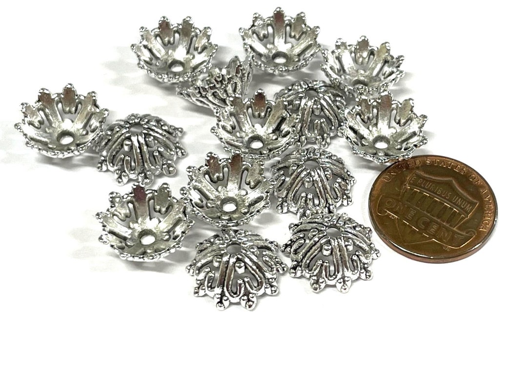 20pcs of Antique Silver Plated Bead Caps(no. BCP345) - Etsy