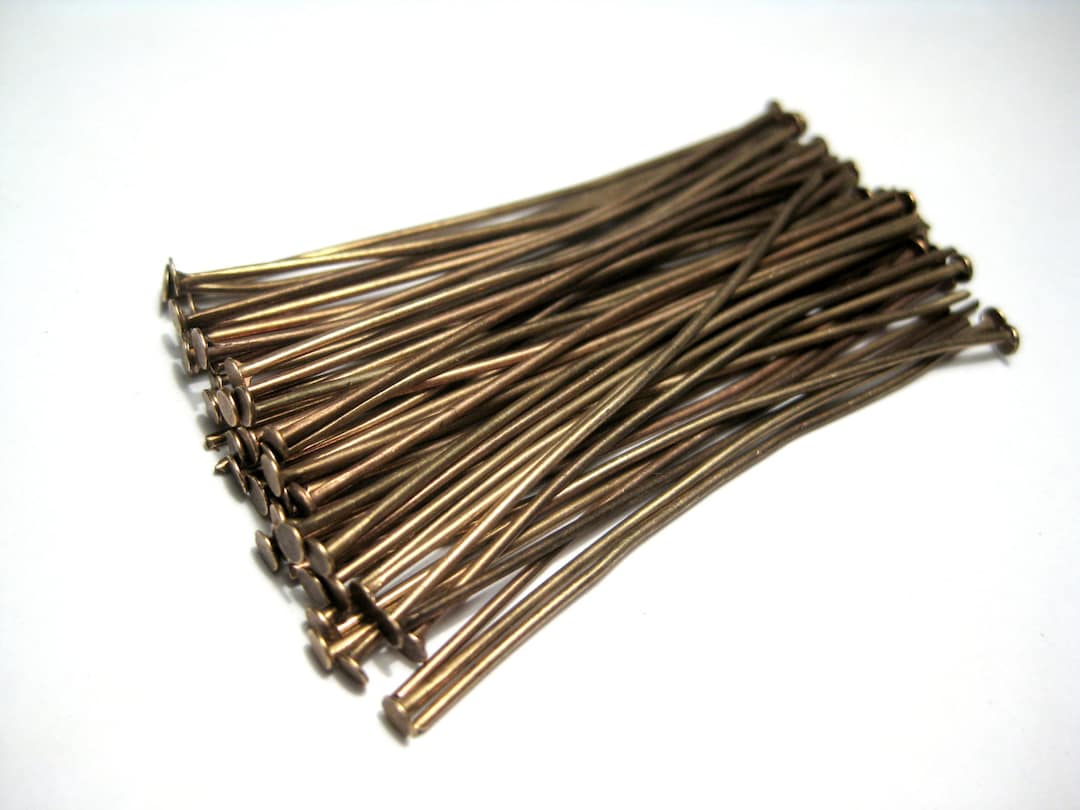 100pcs of Dark Antique Copper Plated Head Pins 50mm (2''20 Gauge)( No ...