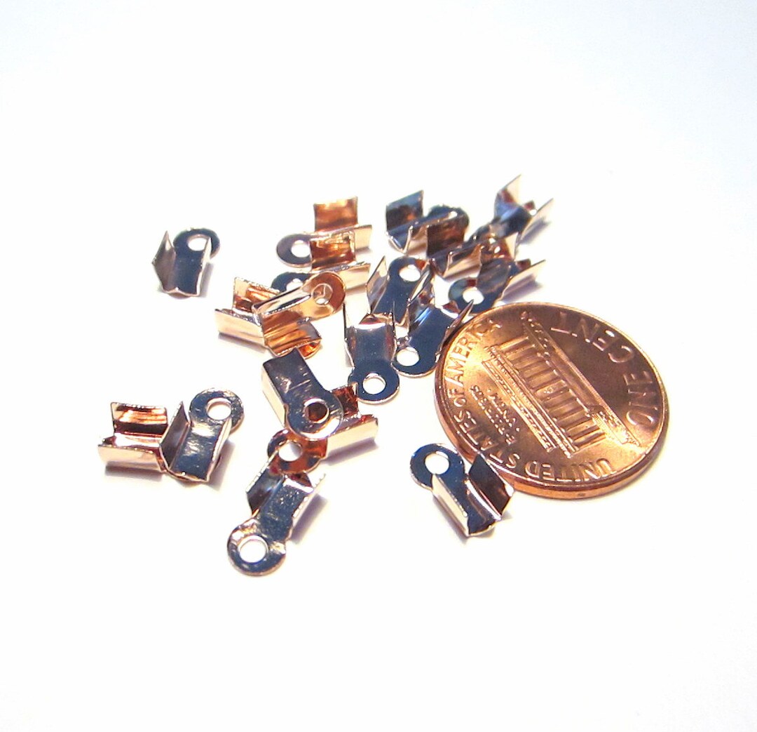 100 Rose Gold Plated Crimp End Caps: Necklace Cord Ends 9x4mm(no.crp852 ...
