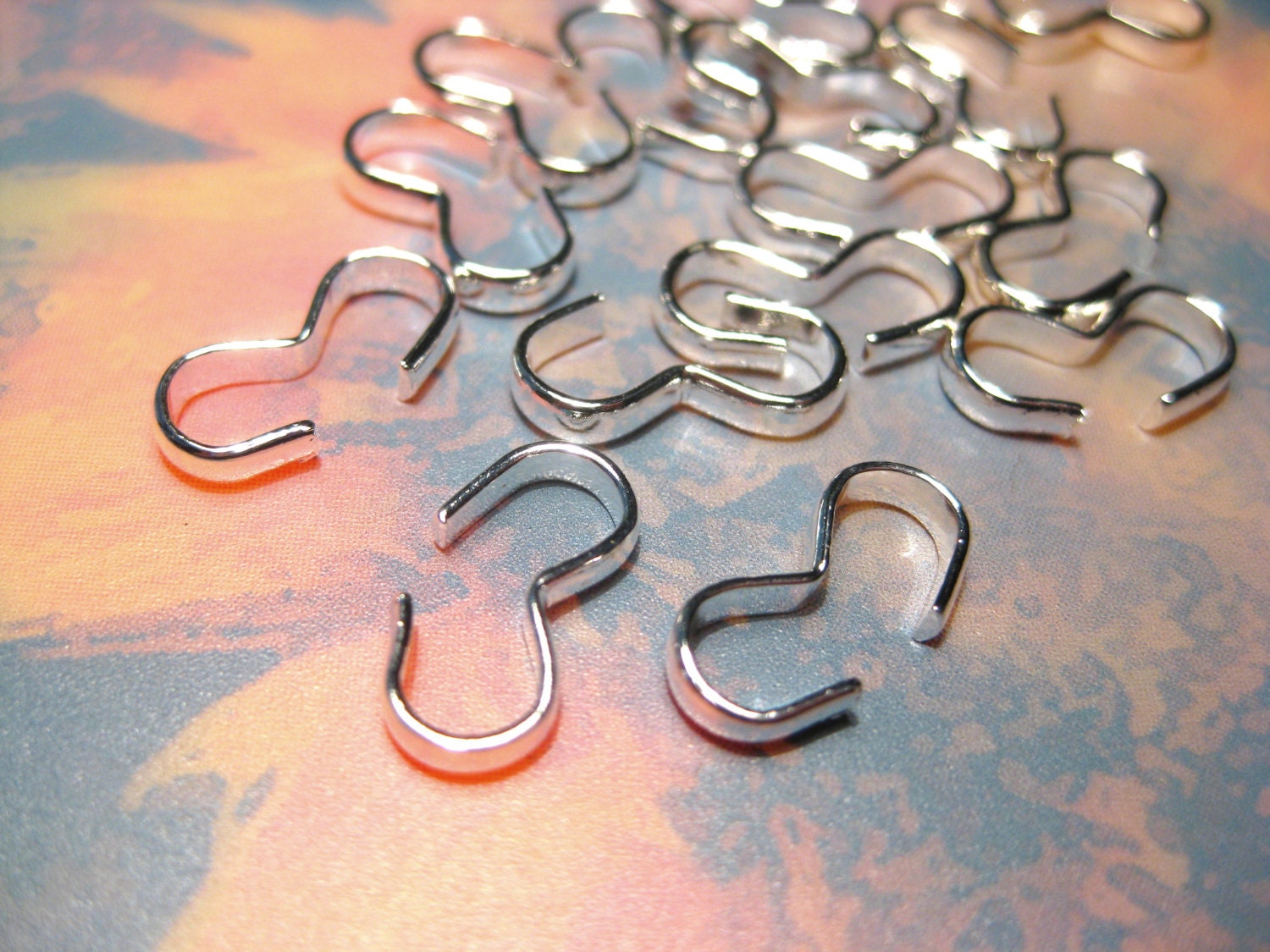 50pcs of Bright Silver Plated W Crimp Connectors | Etsy
