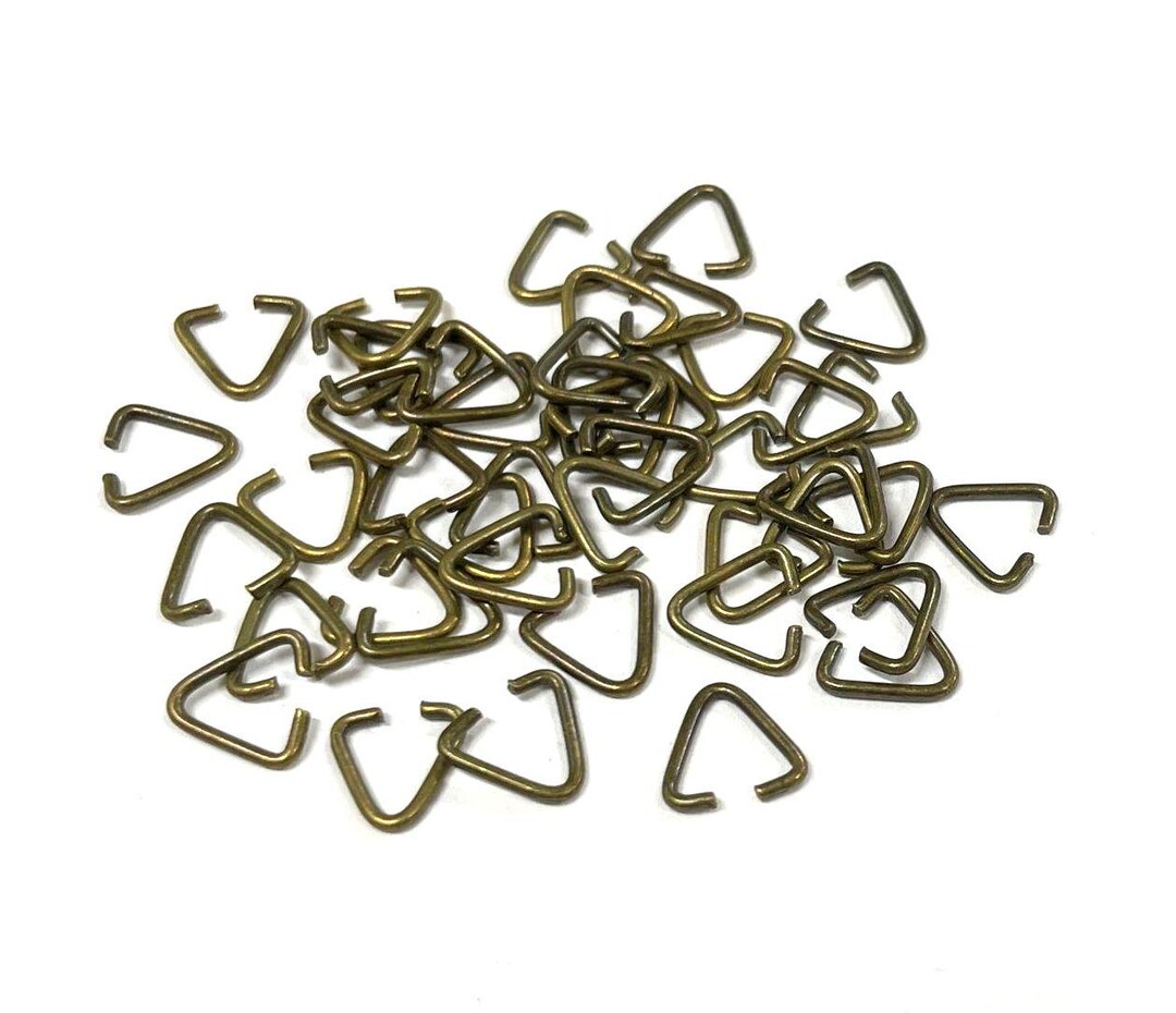 Bulk---100pcs of Antique Bronze Plated Triangle Jump Rings Bails 10x9mm ...