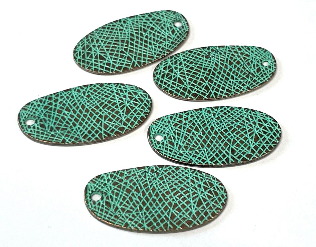 Green Patina Oval Charms: Antique Copper Plated Pendants (29mm) (no ...