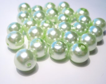 4mm 6mm 8mm 10mm Light Green Glass Pearl Beads - Etsy