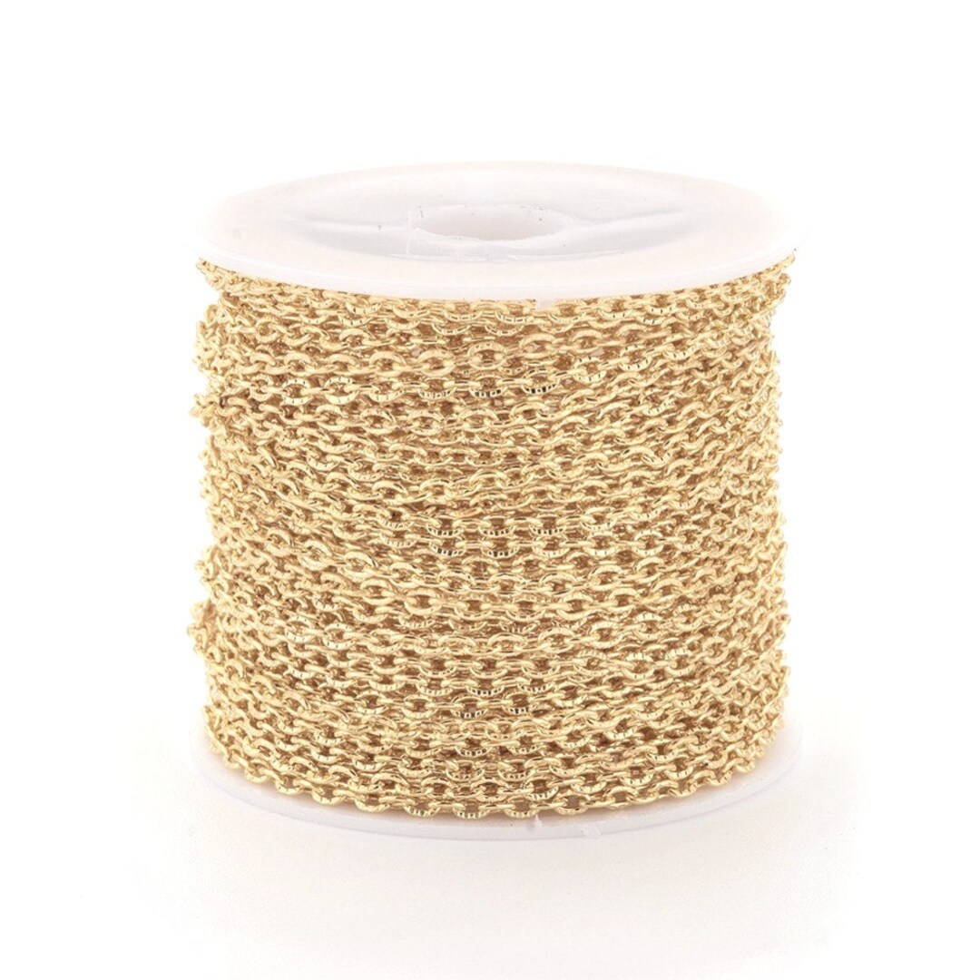 32ft/spool of Gold Tone Oval Textured Iron Cable Chains 2x3mm( NO.785 ...