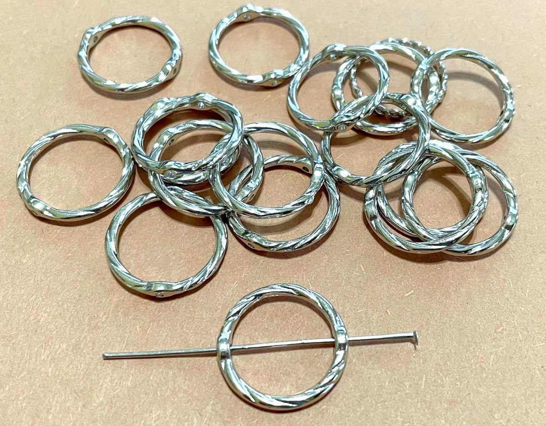 10 Silver Tone Metal Bead Frames - 21mm Round Jewelry Supplies (no ...