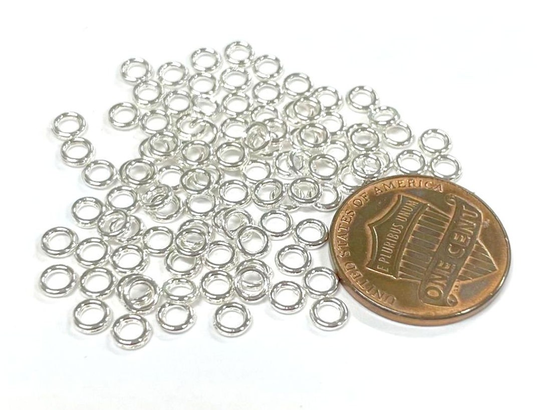 100pcs of Bright Silver Plated Soldered Jump Ring 4mm 18ga Link Closed ...