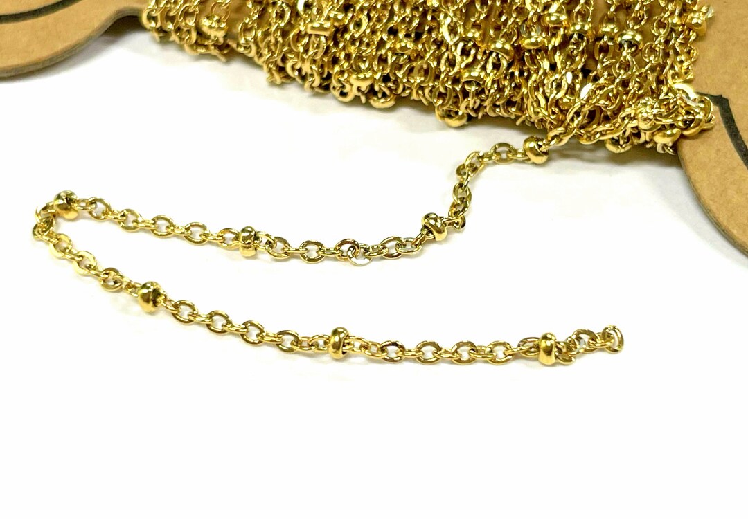 16ft/spool of Gold Tone Stainless Steel Satellite Chains Soldered ( No ...