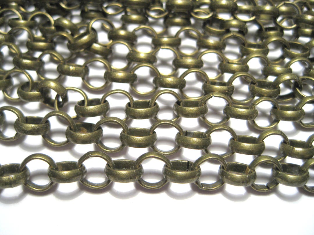 7.5ft of Antique Bronze Iron Rolo Chains 7mm Round Chains Links-opened ...