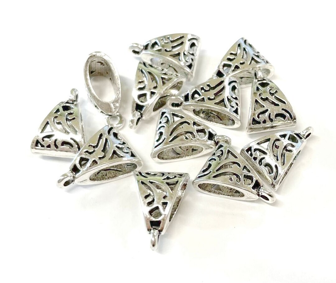 10pcs of Antique Silver Plated Triangle Bails Necklace Bails Metal ...