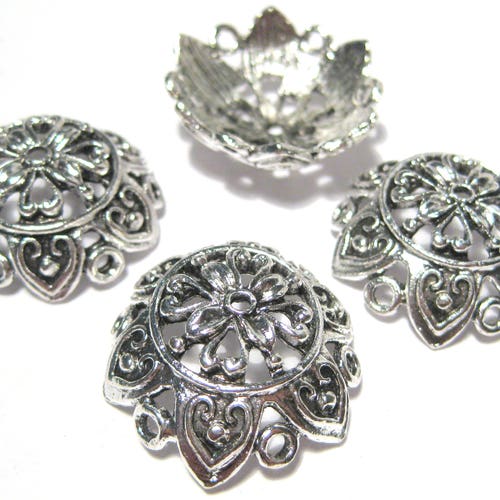 Bead Cap Large Bead Cap Antique Silver Flower Bead Cap 24mm - Etsy