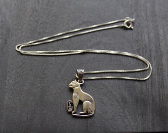 Egyptian Black Cat Pendant/bastet Goddess/sterling Silver/ancient ...