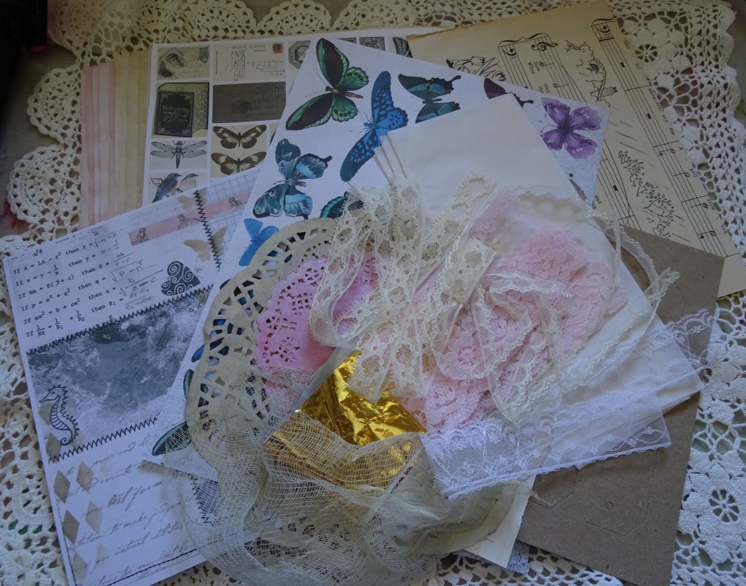 Journal making kit tea & avocado dyed paper laces gold - Etsy.de