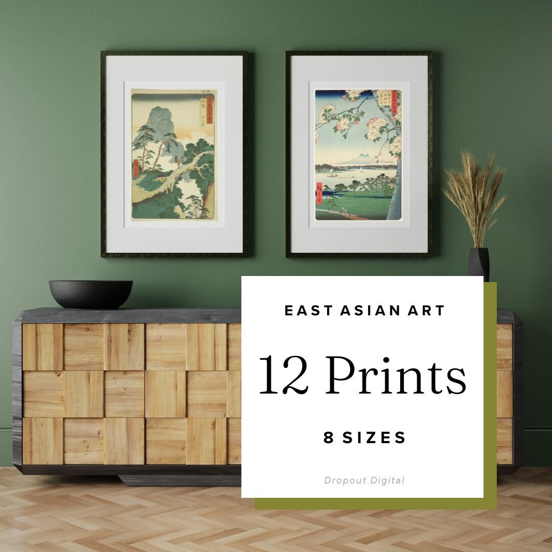 East Asian Art Digital Prints, Set of 12, 8 Sizes, Katsushika Hokusai ...