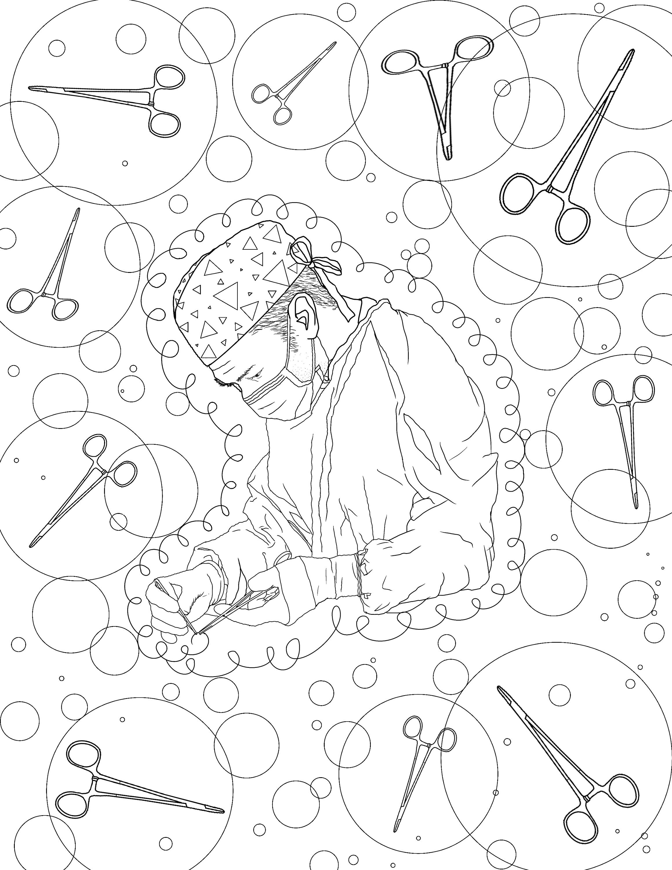 Scrubbed in Printable Coloring Book Page for Healthcare Workers - Etsy