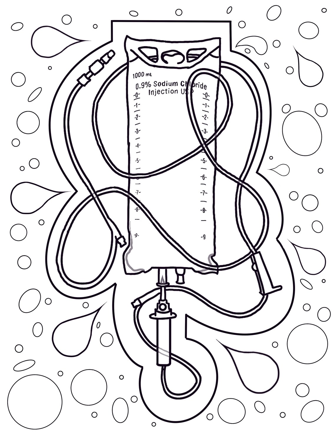 Normal Saline Printable Coloring Book Page for Healthcare Professionals ...