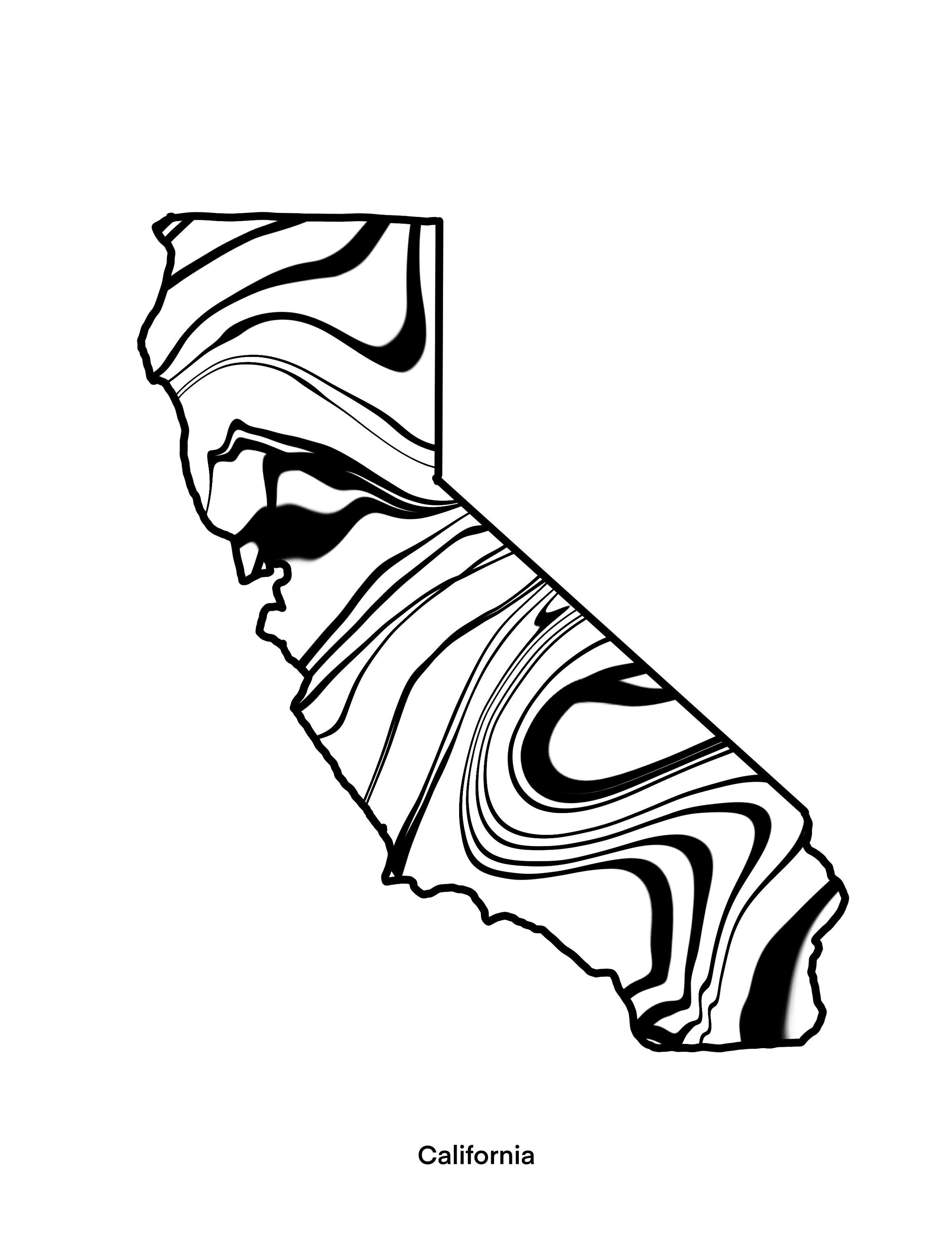 California Printable Coloring Page - Etsy