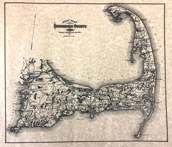 Cape Cod Vintage 1880 Map REPRINT - Etsy