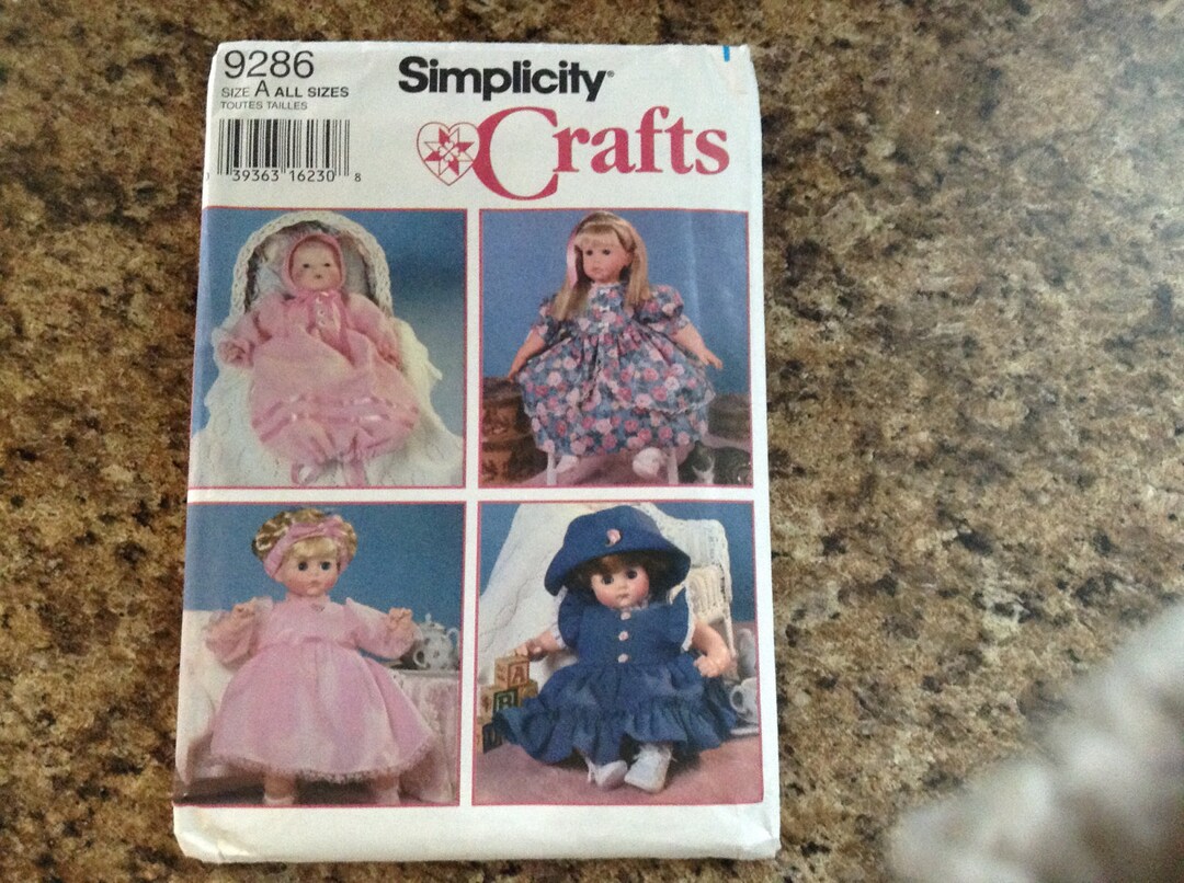 Vintage Simplicity 9286 Doll cloths craft pattern size 1222 Dolls Uncut ...