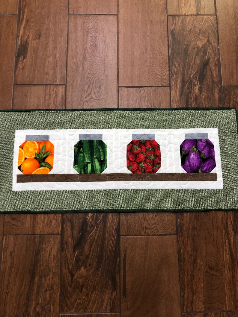 Vegetables and Fruit Jars Table Runner - Etsy