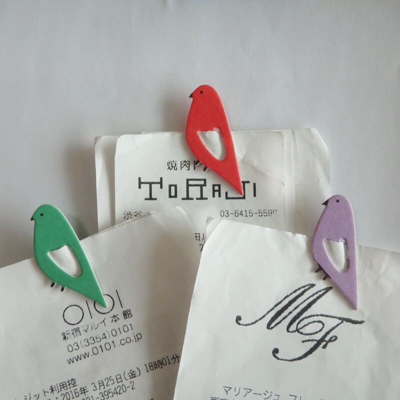 Paper Index Clip / Bookmark Bird Oisseau-red Bird-pink-mint-cute ...