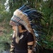 Indian Blue Black Headdress, Feather Headdress Indian Inspired, Real ...