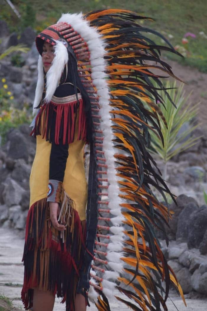 Comanche Headdress, Long Length Feather Headpiece Orange Color, Feather ...