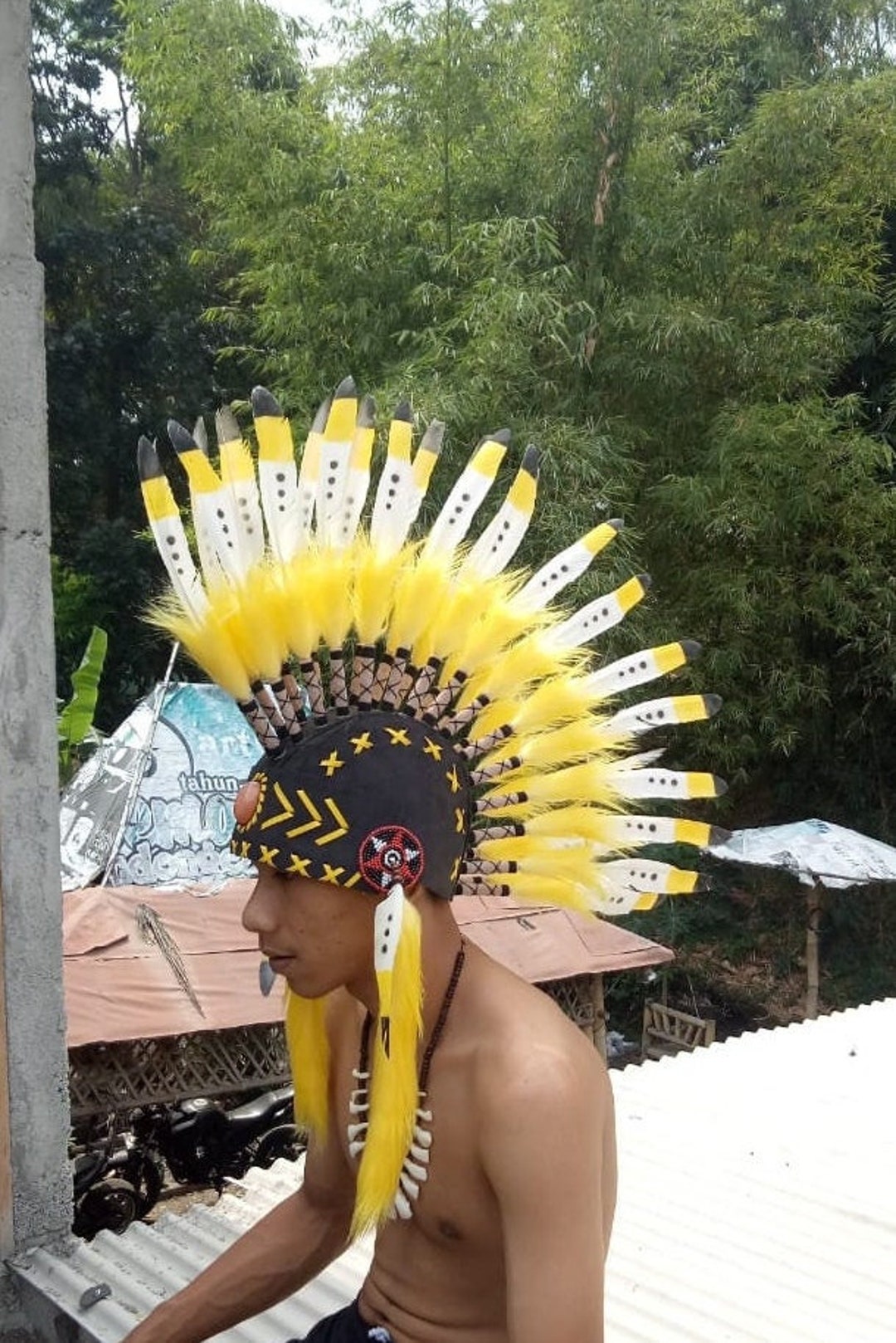 Apache Indian Headdress, Indian Hat, Native American Headdress, Feathered War Bonnet, Apache War ...