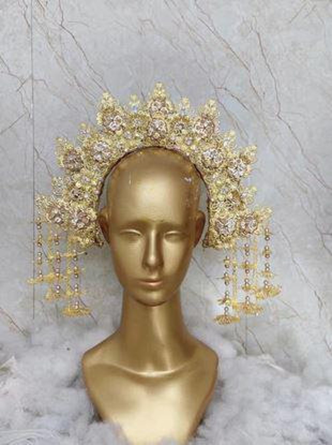 Vintage Antique Baroque Gold Headpiece Princess Gold Tiara Queen Crown ...