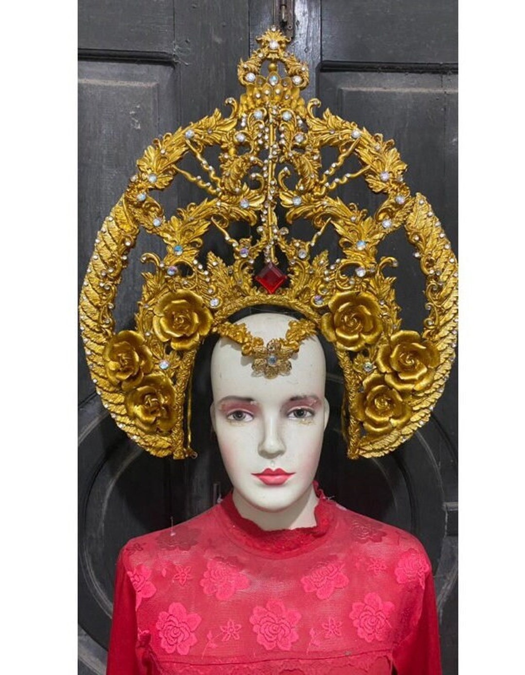 Red Ruby Tiara Crown Princess Queen Headdress Bridgerton Gift Bridal ...