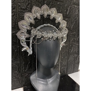 Silver Halo Crown, Diamond Flower Queen Headband, Bridal Fairy Tiara - Etsy