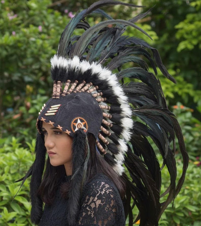 Feather Mohawk Headdress, Native American Inspired Costume Headpiece - Etsy
