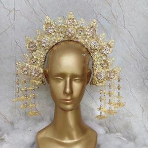 Vintage Antique Baroque Gold Headpiece Princess Gold Tiara Queen Crown ...