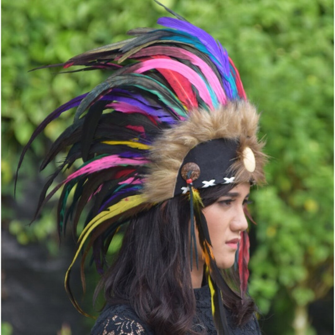 Colorful Feather Mohawk Headdress, Festival Headband - Etsy