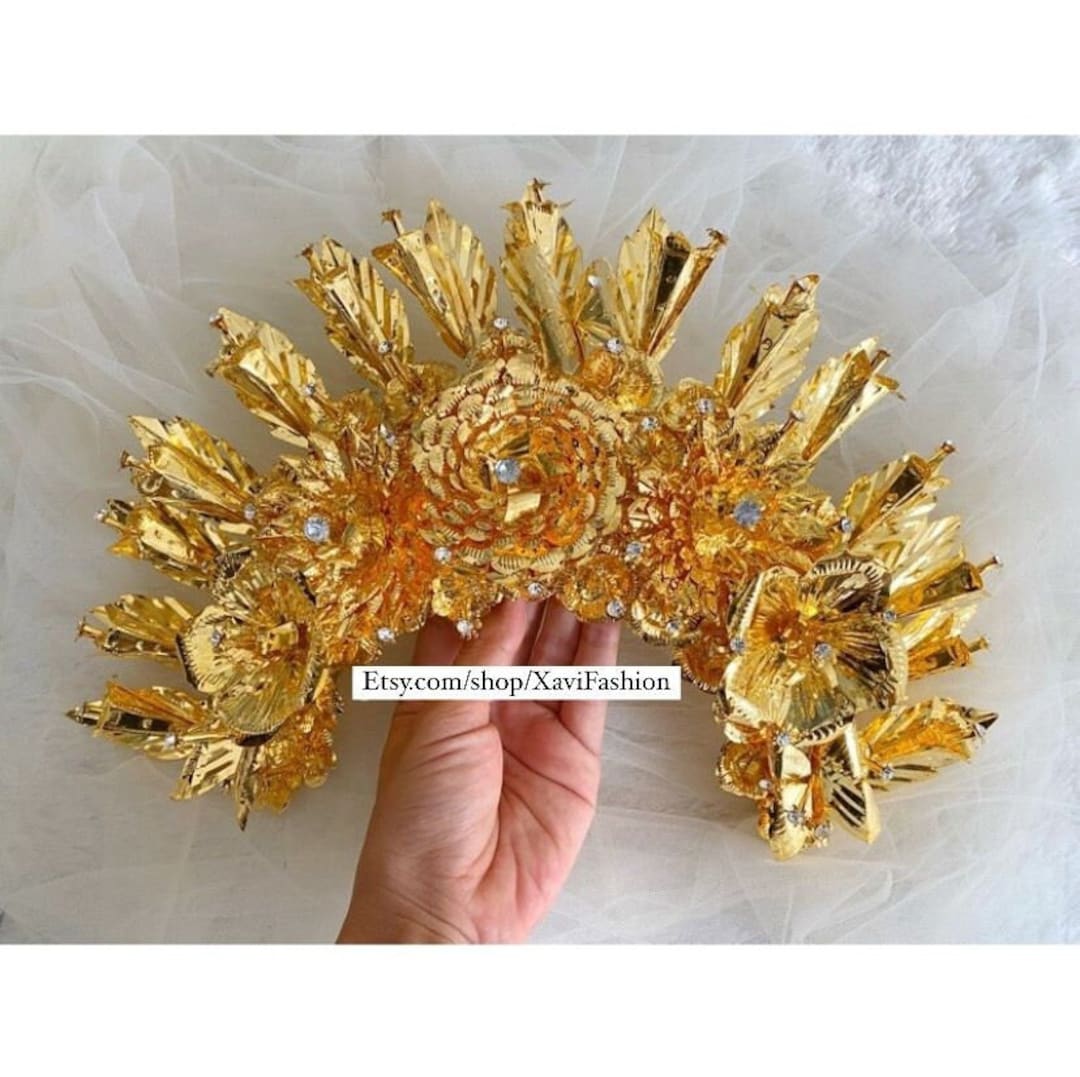 Golden Flower Crown: Traditional Indonesian Wedding Headband - Etsy