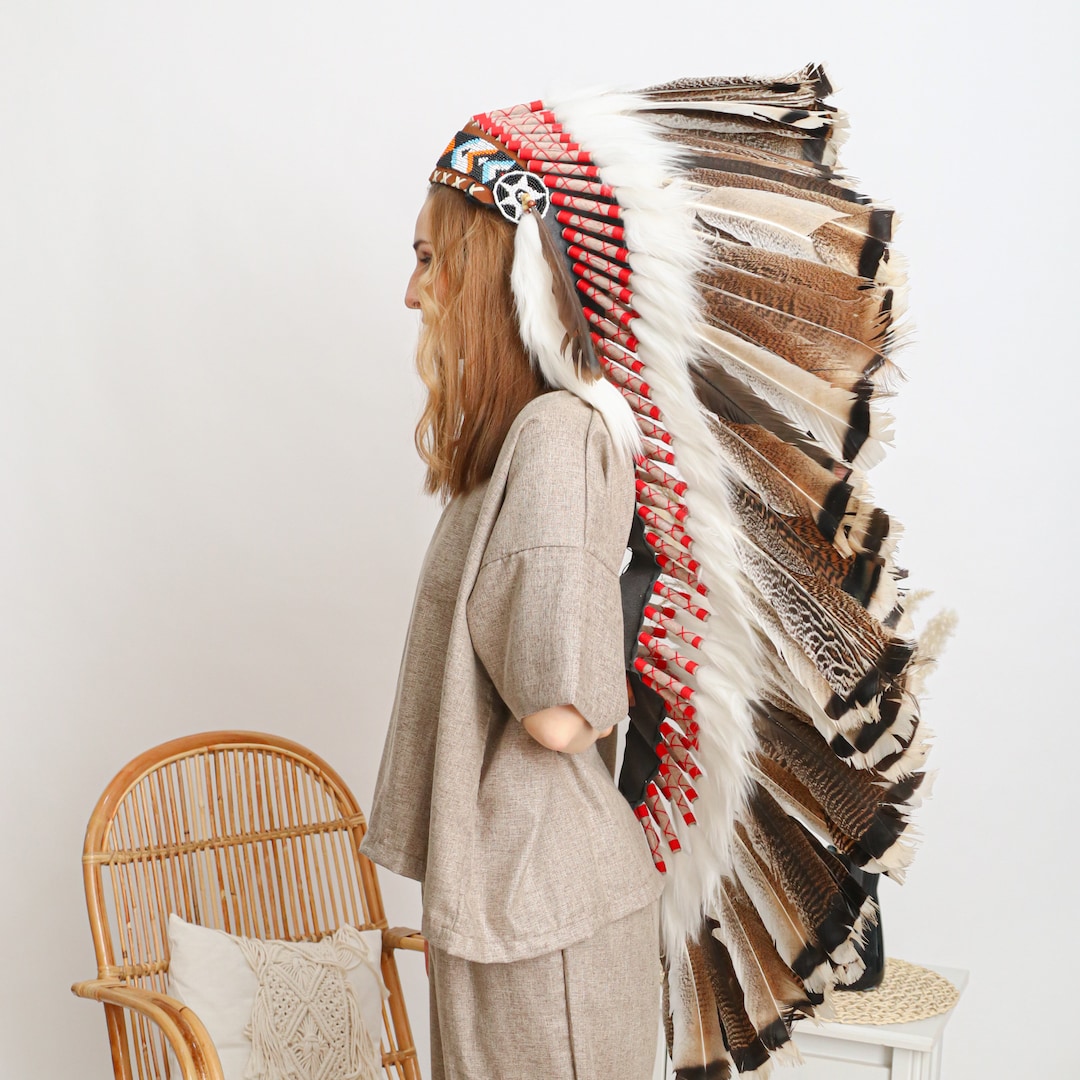 Indian Headdress, Native American Headdress, Indian Costume, Feather ...