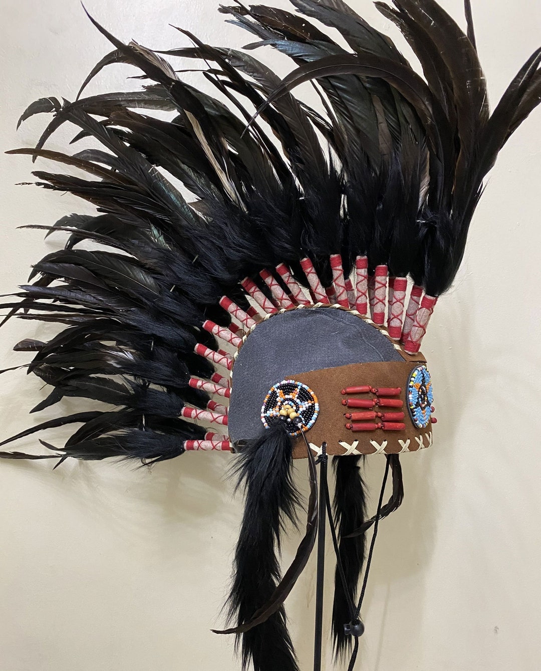 Feather Mohawk Headdress, Native American Inspired Costume War Bonnet ...