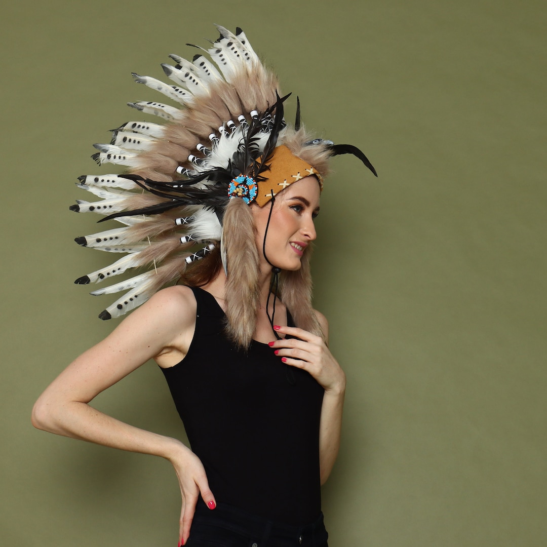 Indian Mohawk Costume Feather Headdress Unisex Mohawk , Carnival Unisex ...