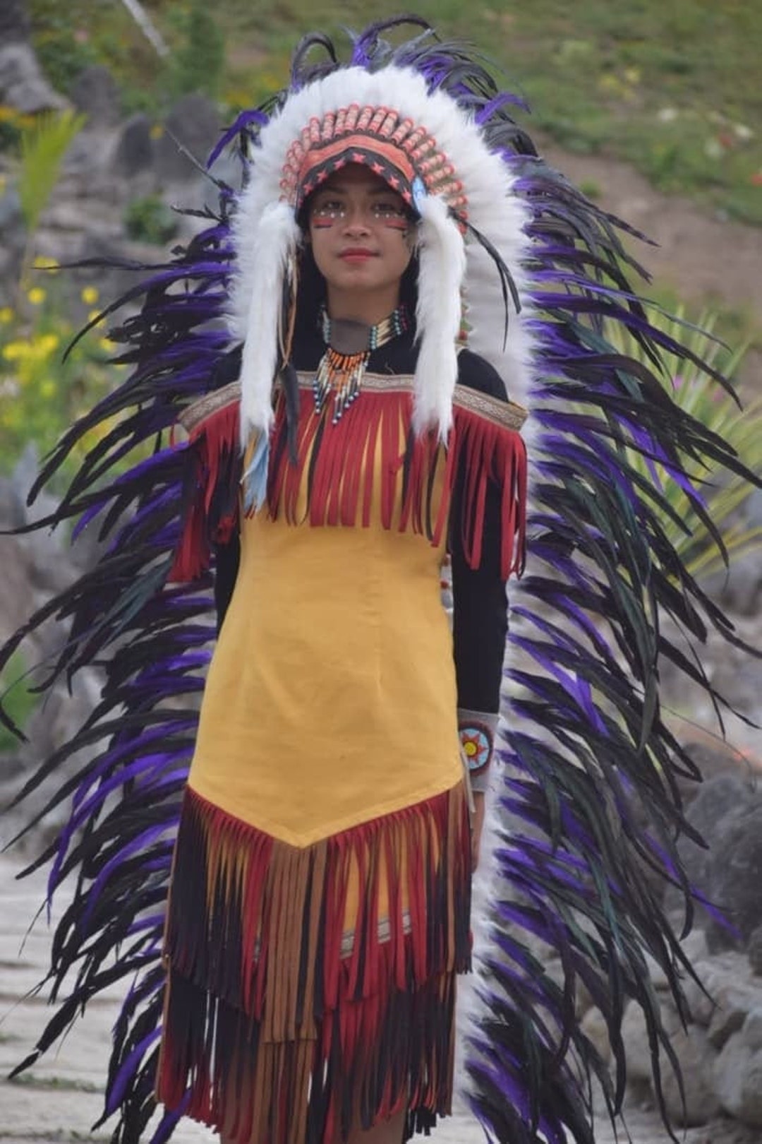 Comanche Headdress,festival Headdress Purple White Indian Style ...