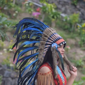 Headband Hat Feathers Indian Inspired Tosca Blue Headdress, Headband ...