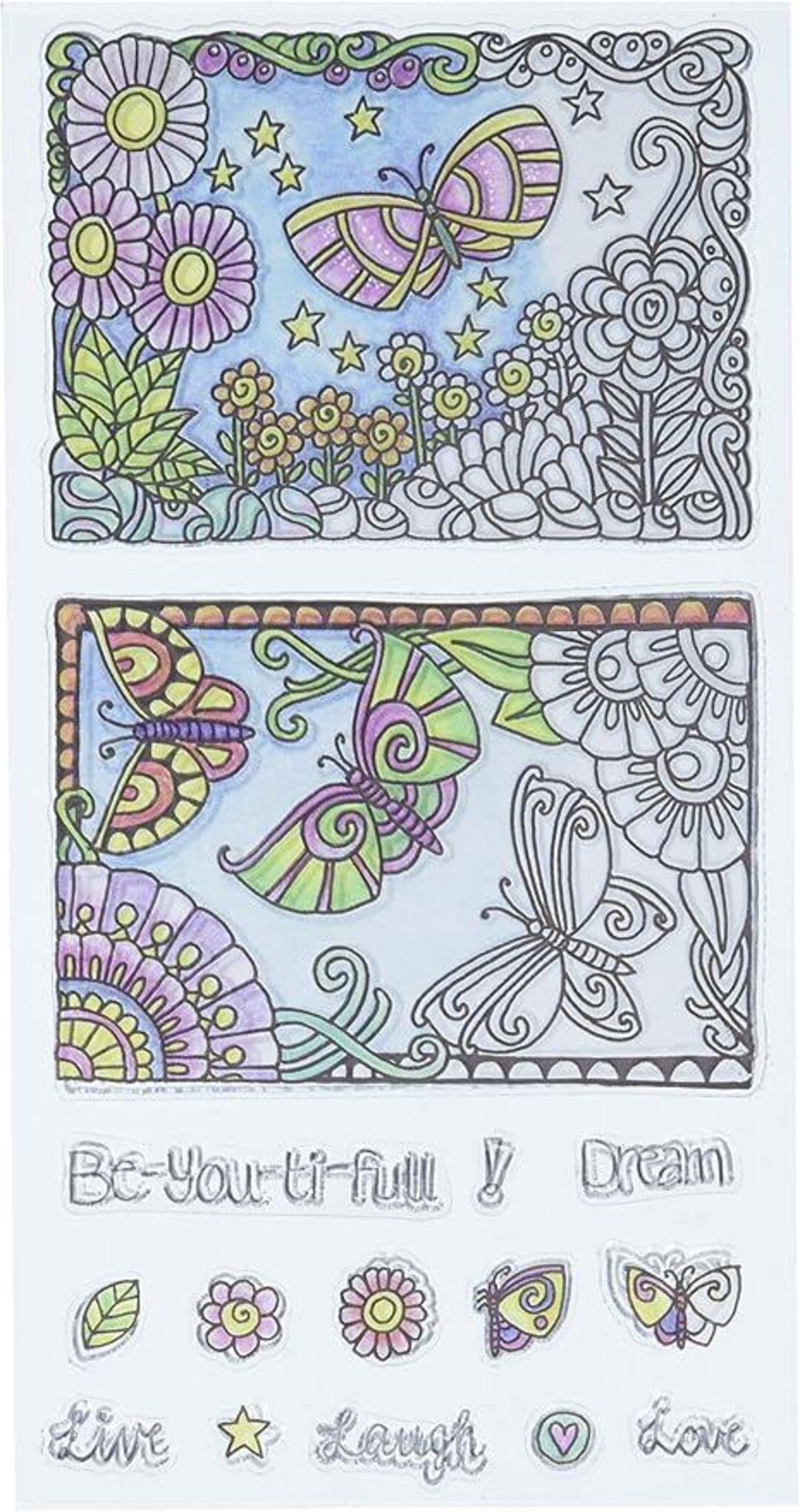 Hampton Art Coloring Clear Stamp 15 Pieces Butterfly Butterflies ...