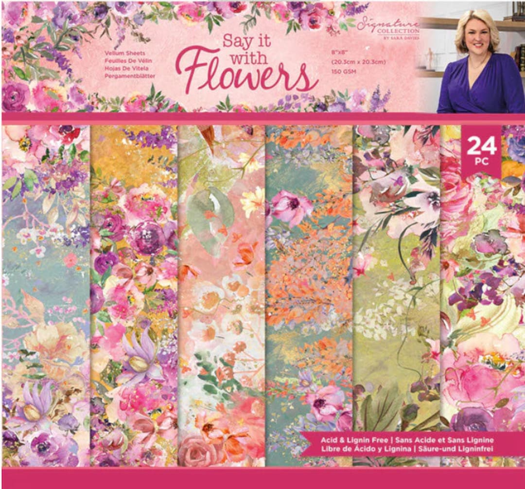 Crafters Companion Sara Signature Say It With Flowers 8 X 8 Vellum Pad ...