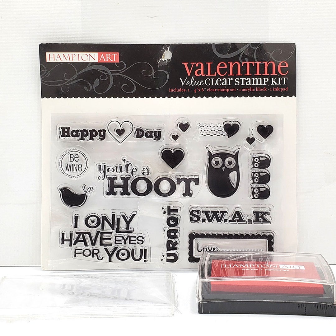 Hampton Art Valentine Clear Stamp Kit Owls Birds Hearts Sentiments - Etsy