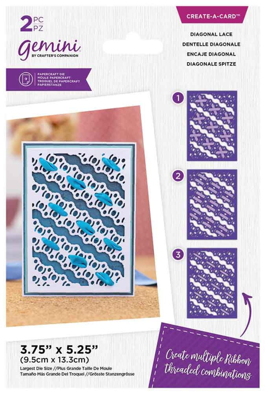 Crafter's Companion Gemini Create-a-card Diagonal Lace Ribbon Threading ...